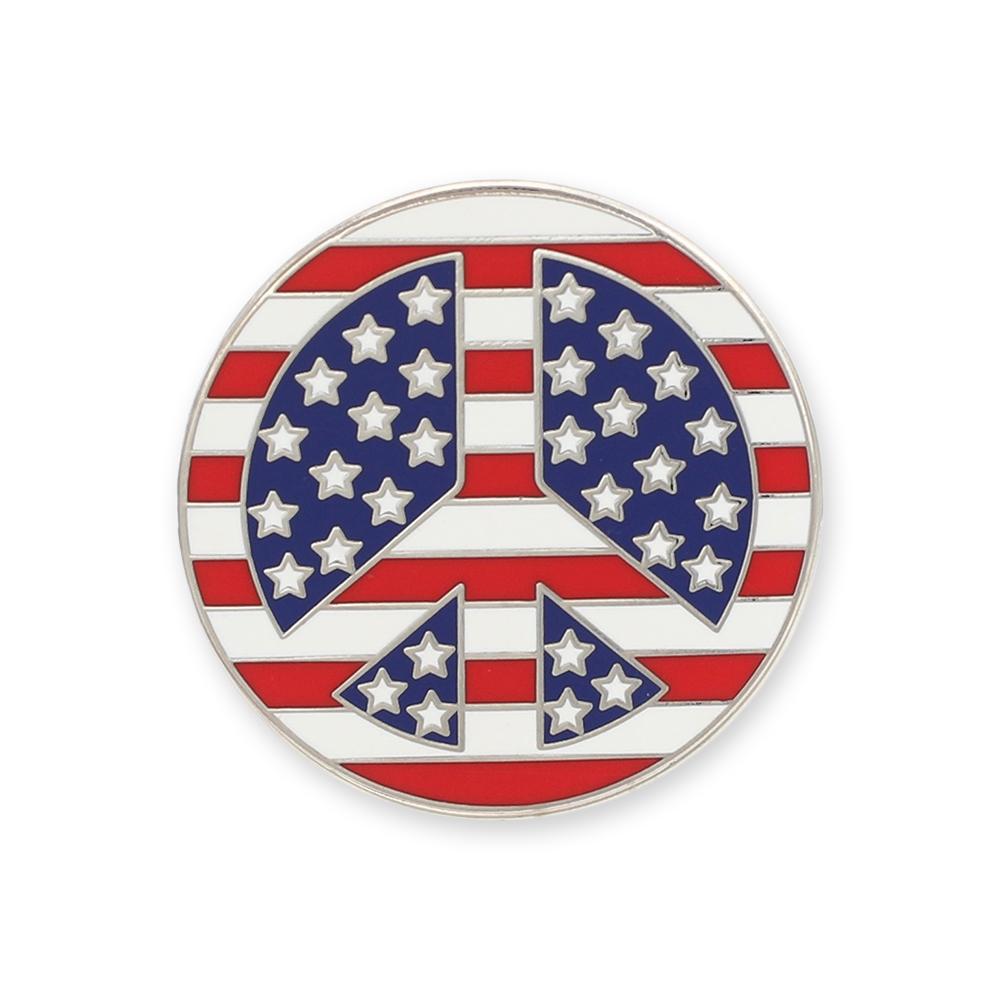 American Flag Peace Sign Enamel Lapel Pin